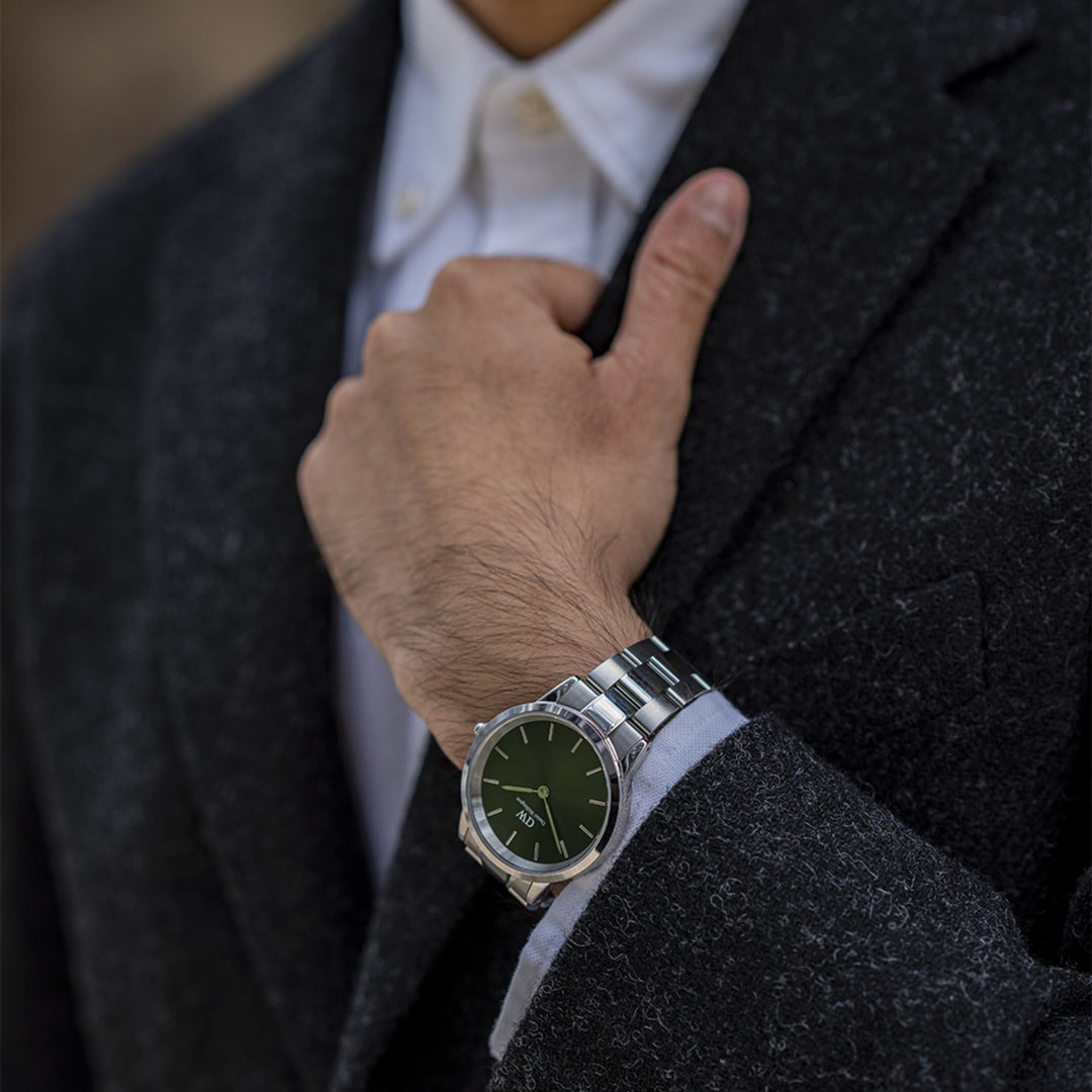 Iconic Link Emerald - Silver watch with Green Dial | DW