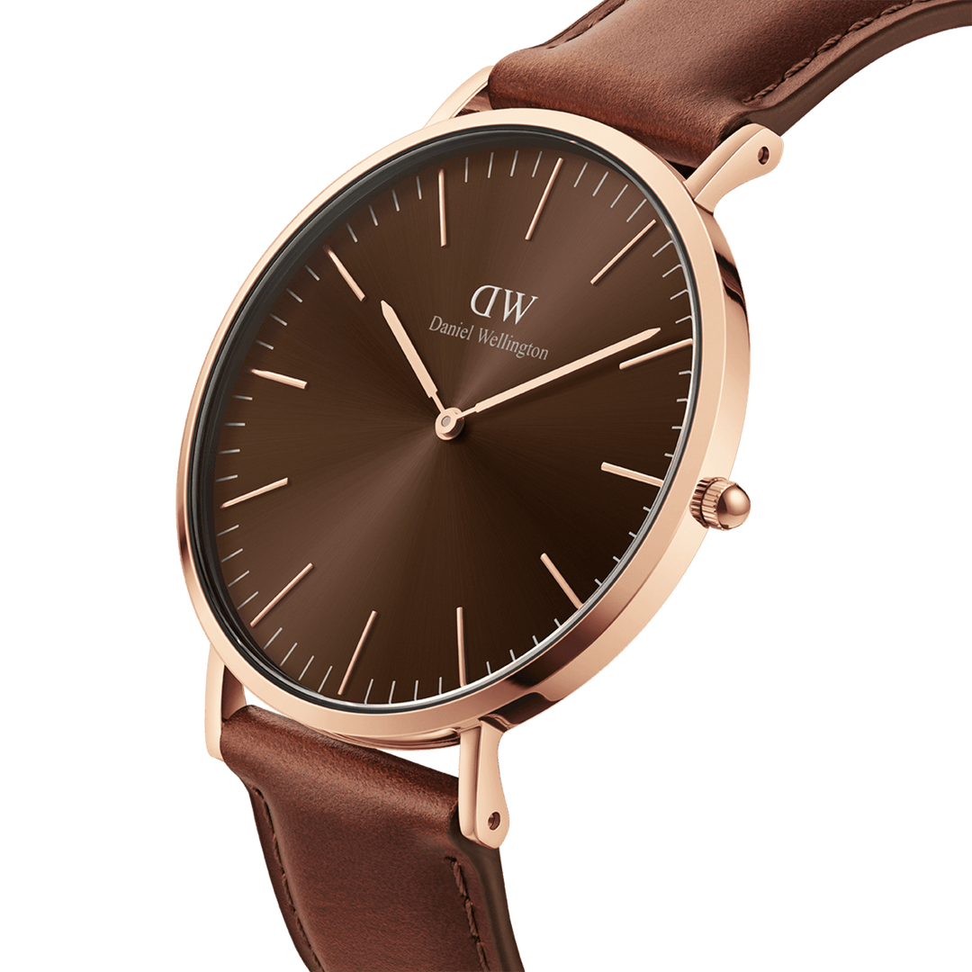 St Mawes Amber - Watch in rose gold & amber sunray dial | DW