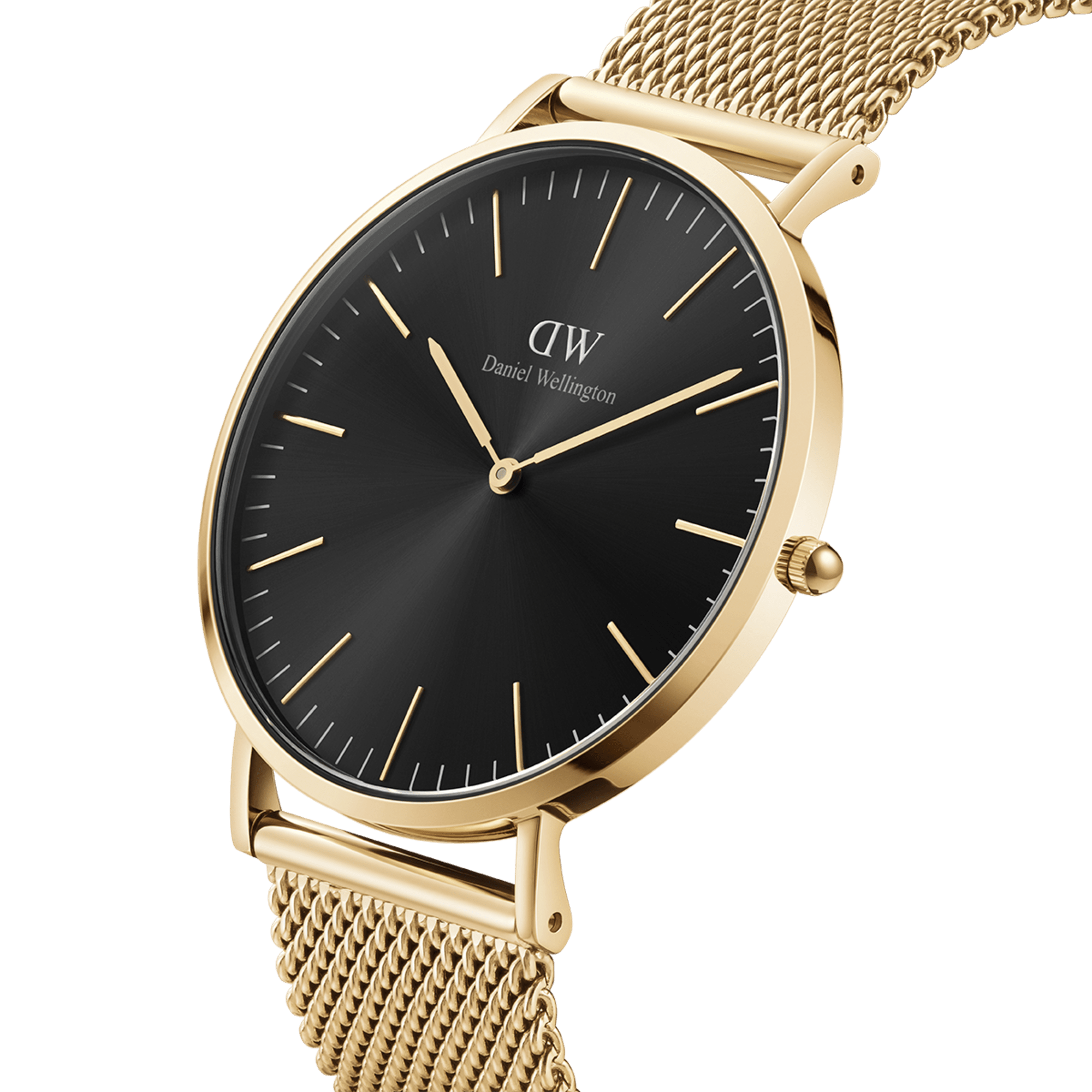 Mesh Onyx - Classic gold watch with black dial | DW