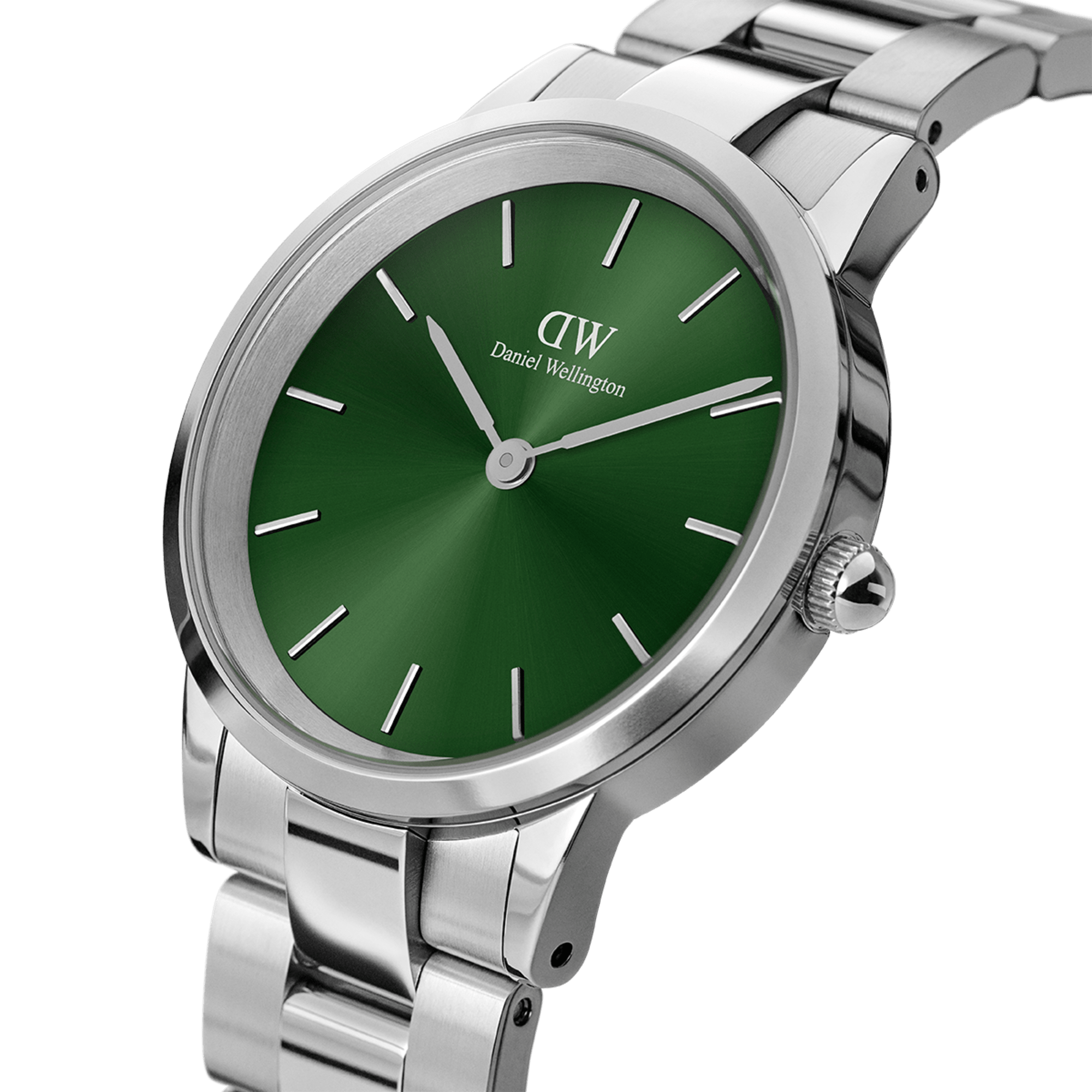 Iconic Link Emerald - Silver watch with Green Dial | DW
